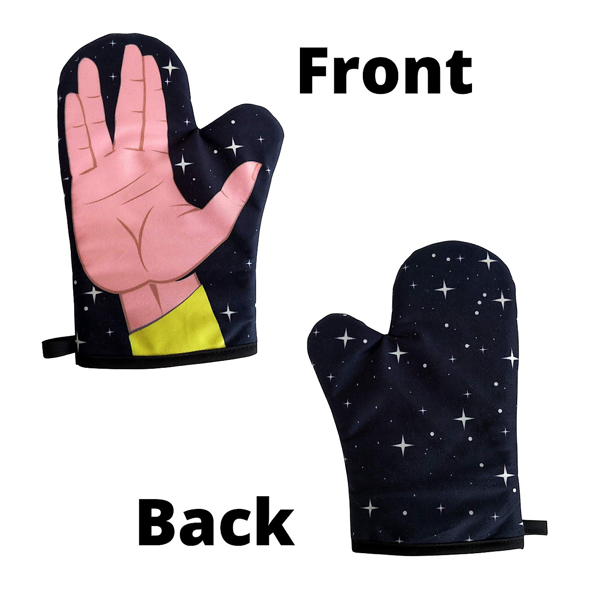 Space Hand Oven Mitt Funny Live Long Alien Sign Kitchen Accessories Funny Graphic Kitchenwear Movie Funny Nerd Novelty Cookware Black Oven Mitt