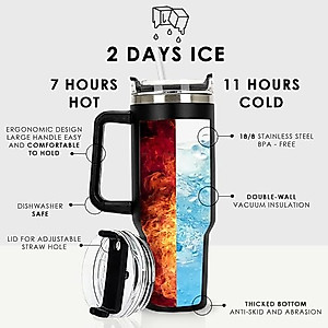 LifGif Sunflower Personalized Tumbler 40 oz Laser Engraved, Insulated Cup with Handle, Lid and Straw, Focus on the Good Stainless Steel Large Vacuum Insulated, Custom Gift for Birthday, women, mom