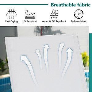 SUNLEI Patio Chaise Lounge Outdoor Set of 2, Pool Lounge Chairs for Outside w/5-Position Adjustable Backrest & All Weather, Tanning Recliner Chair for Pool Beach Deck (White, 2 Pieces)