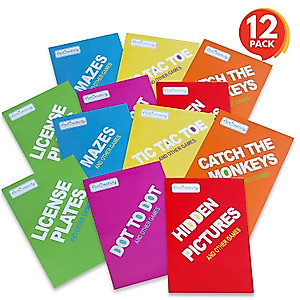 ArtCreativity Mini Activity Books for Kids - Set of 12-30 Paged Assorted Workbook Pads - Fun Road Trip Travel Games and Activities - Educational Party Favors and Stocking Stuffers for Boys & Girls