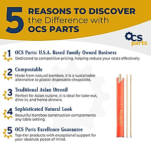 OCS Parts 9-Inch Bamboo Chopsticks | 100 Pairs | Individually Wrapped Natural Bamboo Chopsticks for Home and Commercial Use
