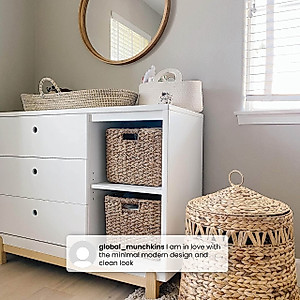 Delta Children Poppy 3 Drawer Dresser with Cubbies, Grey/Natural