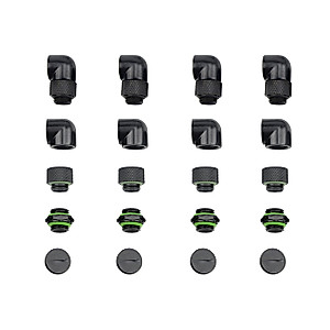BXQINLENX 20 PCS Silver Chrome G1/4" Plug Fittings for Computer Water Cooling System (Black)
