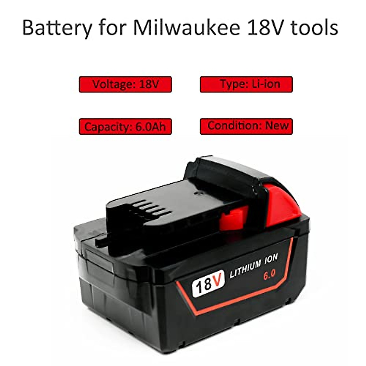 Oyrmil 2 Packs 18V 6.0Ah Replacement Battery for Milwaukee M18 48-11-1820 48-11-1850 48-11-1860 48-11-1828 48-11-10 Power Batteries
