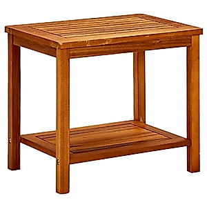 GOLINPEILO Solid Acacia Wood Side Table with a Bottom Shelf, Wooden Side Table End Table Couch Table for Living Room Home, Office 19.7" x 13.8" x 17.7" -AA