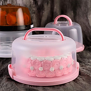 ZOAJU Plastic Cake Carrier with Handle and Removable Cupcake Holder Cake Container, Holds up to 11 Cupcakes for Transporting Pies, Cookies, Desserts(Pink)