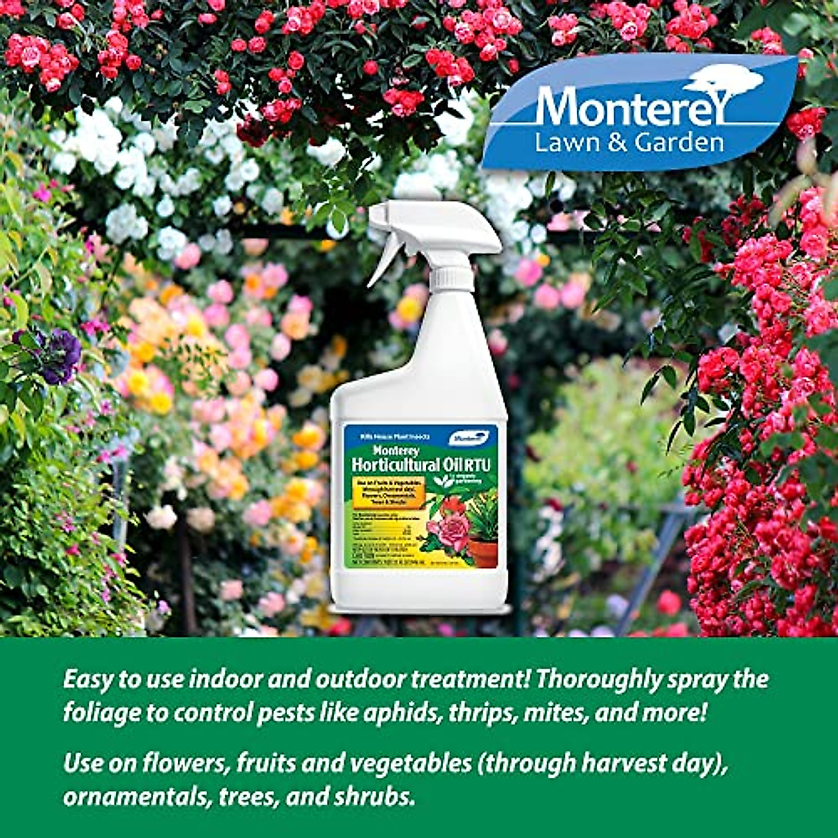 Monterey LG 6302 Ready to Use Horticultural Oil Spray Insecticide/Pesticide Treatment for Control of Insects, 32 oz