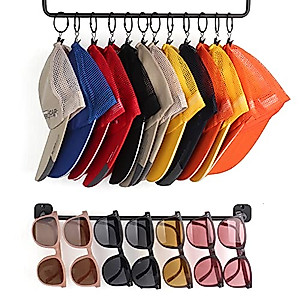 HYDERMUS Hat Rack Wall Mount with Shelf Hat Organizer for 24 Baseball Caps Metal Hat Holder Organizer for Closet Wall Storage Organization Display Carbonized Black