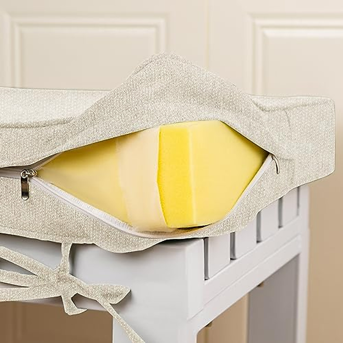 ROFIELTY Bench Cushion Double Piping Bench Cushions for Indoor Furniture with Adjustable Straps Window Seat Cushions Indoor Piano Bench Cushions (45x18x3, Cream Color)