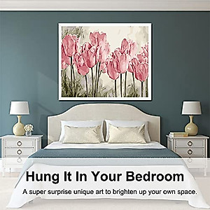 BAISITE Paint by Numbers for Adults Beginners and Kids,16" Wx20 L Canvas Pictures Drawing Paintwork with 4 Pcs Wooden Paintbrushes,Acrylic Pigment Poppy Flowers-BSC012