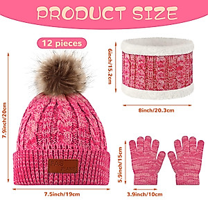 Liitrsh 4 Sets Kids Winter Hat Gloves Scarf Set Children Hats Neck Warmer Winter Gloves for Kids 5-12 Years (Fresh Color)