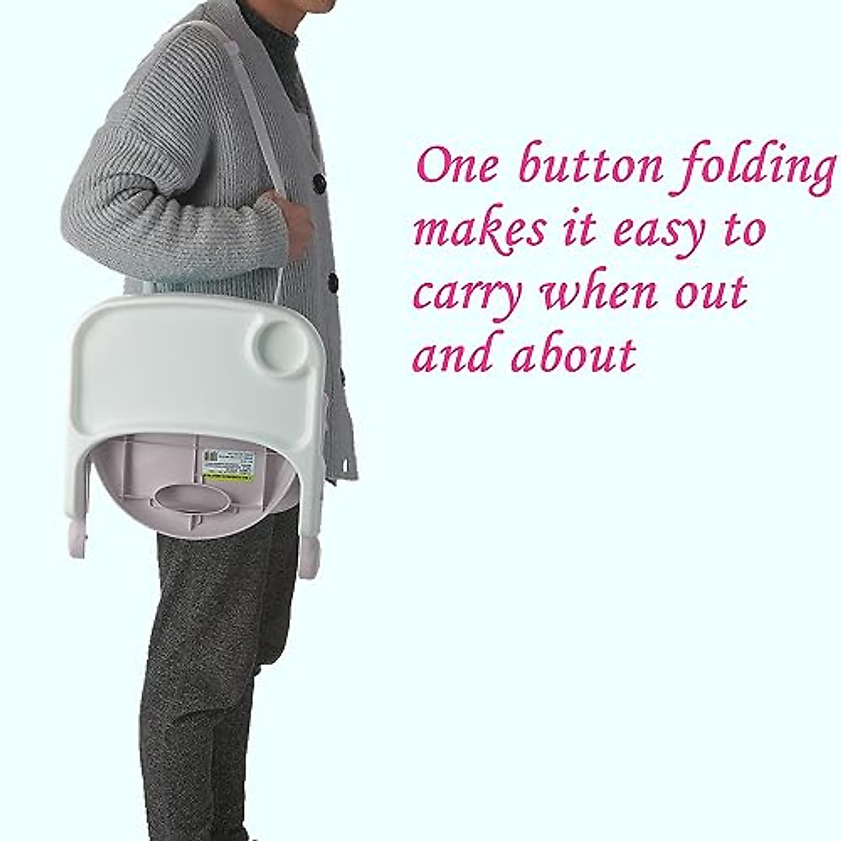 Baby high Chair, Multifunctional 3 in 1 Adjustable high Chair, Removable 3-Position Adjustable Tray, Multipurpose 3-Point Safety Harness (Grey)