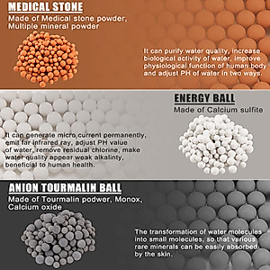 Replacement Shower Filter Beads Anion Mineral Balls Purifying Stones for Purifying Water Filter Shower Head 3 Kinds (6 Packs,Diameter 7-8 mm)