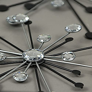 Mid-Century Modern Style Black and Silver Metal Jeweled Atomic Starburst Wall Décor Hanging Set of 3