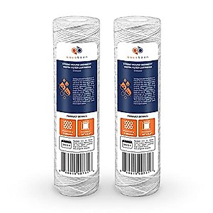Aquaboon 5 Micron 10" x 2.5" String Wound Sediment Water Filter Cartridge | Universal Replacement for Any 10 inch RO Unit | Compatible with WP-5, AP110, CFS110, P5, WFPFC4002, WP-5, CW-MF, 2-Pack