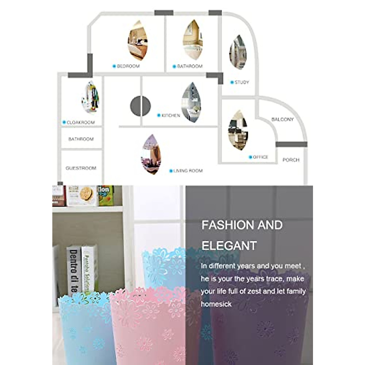 Nazr Wastebasket, Hollow Flower Shape Plastic Lidless Wastepaper Baskets Trash Can (S-Purple)