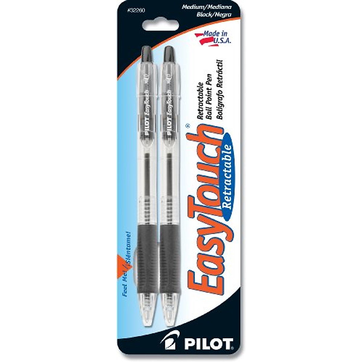 PILOT EasyTouch Refillable & Retractable Ballpoint Pens, Medium Point, Black Ink, 2-Pack (32260)