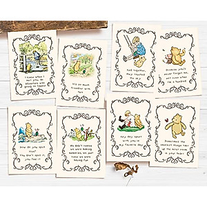 Unbala Classic Winnie Wall Decor Pooh Bear Quotes Prints Pattern A, 5x7 Inch Adorable For Baby Shower Decorations Nursery Art Birthday Centerpiece