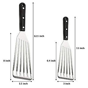 Fish Spatula, HaSteeL 2-Piece Stainless Steel Slotted Turner for Flipping, Turning, Frying & Grilling, Metal Slotted Spatulas Great for Kitchen Cooking, Riveted Handle & Dishwasher Safe