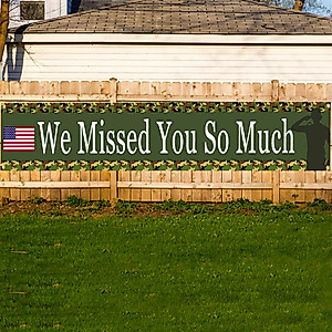 American Flag Ptriotic Soldier We Missed You So Much Backdrop Banner,Military ARMY Homecoming Party Decoration Deployment Returning Back Party Supplies