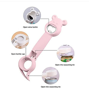New 4 in 1 Multi Function Can Opener Bottle,Multi Kitchen Tool for Jelly Jars,Wine, Beer and other,Bottle Opener to Protect the Nail Use for Children,Elderly and Arthritis Sufferers (4Pcs)