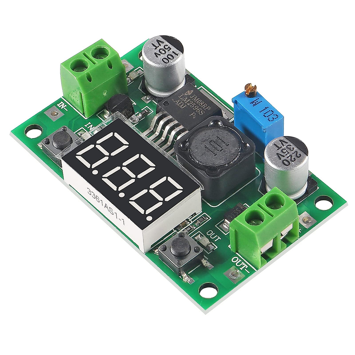 Aobao 4pcs LM2596 DC-DC Adjustable Buck Converter Reduced Voltage Regulator Power Module 4.0-40V Input to 1.25-37V Output with LED Voltmeter Digital Display (Green)