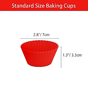 SAWNZC Silicone Cupcake Liners 24Pcs, Reusable Muffin Baking Cups Non-Stick Cake Molds Sets, Standard Size, BPA Free, Dishwasher Safe