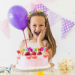 Happy Birthday Crown Rainbow 'BIRTHDAY GIRL' Alloy Colorful Headband Birthday Headpiece for Party Decorations and Women Girls Birthday Gift