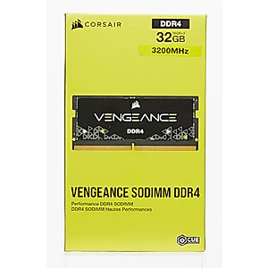 Corsair Vengeance Performance SODIMM Memory 32GB (2x16GB) DDR4 3200MHz CL22 Unbuffered for 8th Generation or Newer Intel Core™ i7, and AMD Ryzen 4000 Series Notebooks