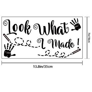 PLIGREAT Look What I Made Quotes Wall Stickers, Removable Vinyl Peel and Stick Wall Decals for Nursery Playroom Children Bedroom Wall Decoration Kindergarten Classroom Home Indoor DIY Wall Art Decor