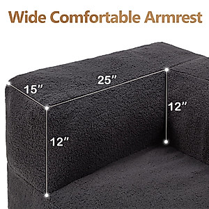 Homguava Giant Bean Bag Chair Sofa,Oversized Bean Bag Couch,Memory Foam Filled Floor Loveseat with Soft Sherpa Teddy cover and Wide Armrests for Adults in Living Room,Bedroom,Apartment (GREY)