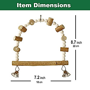 Luonfels Cockatiel Toys Wooden Perch 4 Pack, Bird Cage Natural Platform Hammock Swing Perches for Parakeets Budgie Conures Medium Parrots Hamster