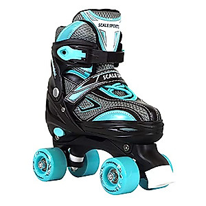 Scale Sports Adjustable Roller Skates for Kids Teen and Ladies Small Size Turquoise