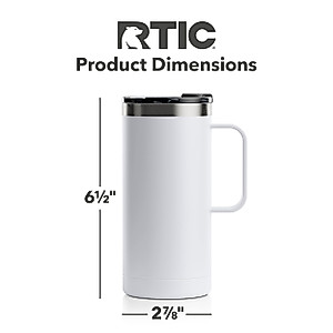 RTIC 20oz Coffee Travel Mug with Lid and Handle, Stainless Steel Vacuum-Insulated, Hot and Cold Drink, for Car, Camping, Chalk