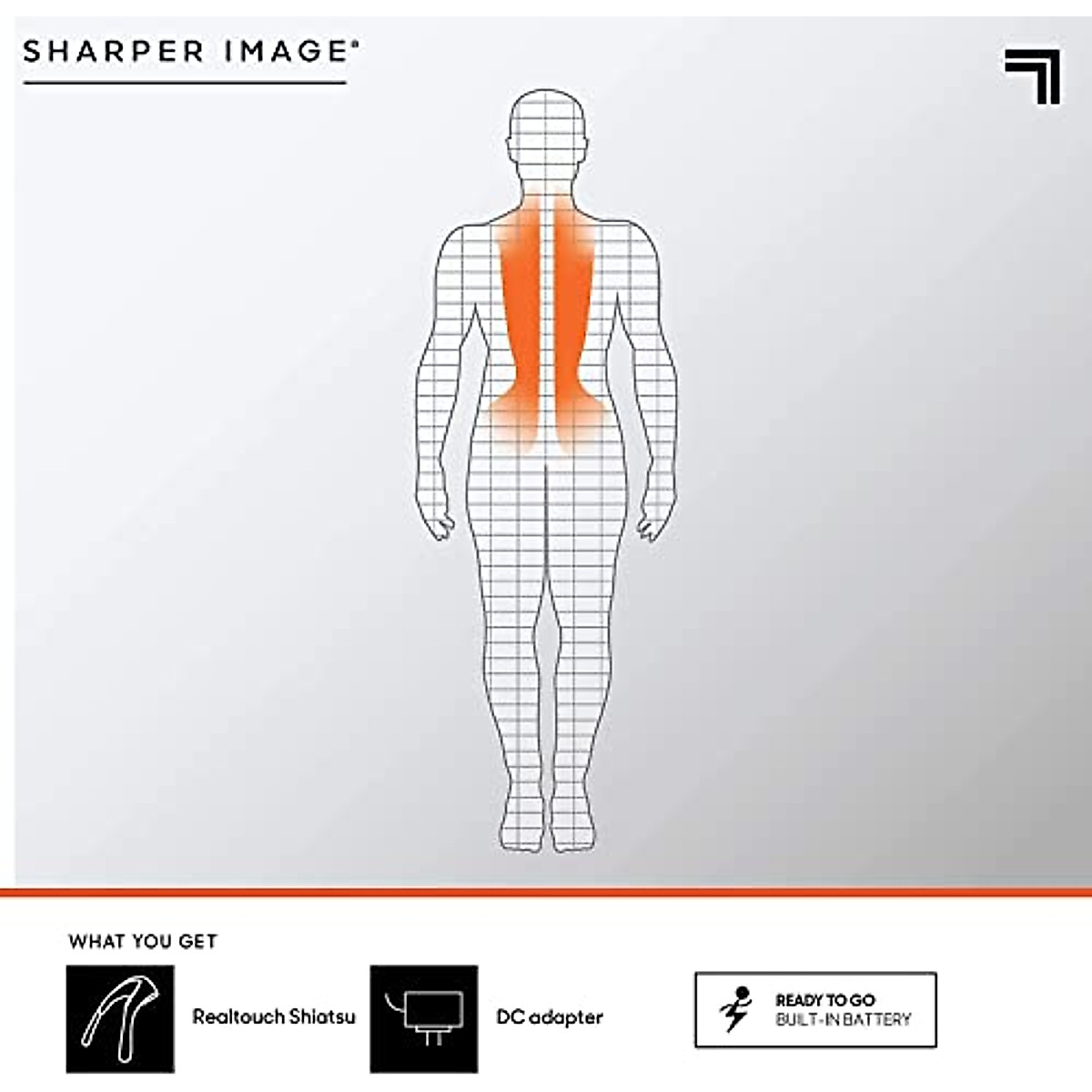 Sharper Image Realtouch Shiatsu Massager, Warming Heat Soothes Sore Muscles, Wireless & Rechargeable - Best Massager for Neck Back Shoulders Feet Legs, Kneading Massage Pillow, Pain Relief Gift