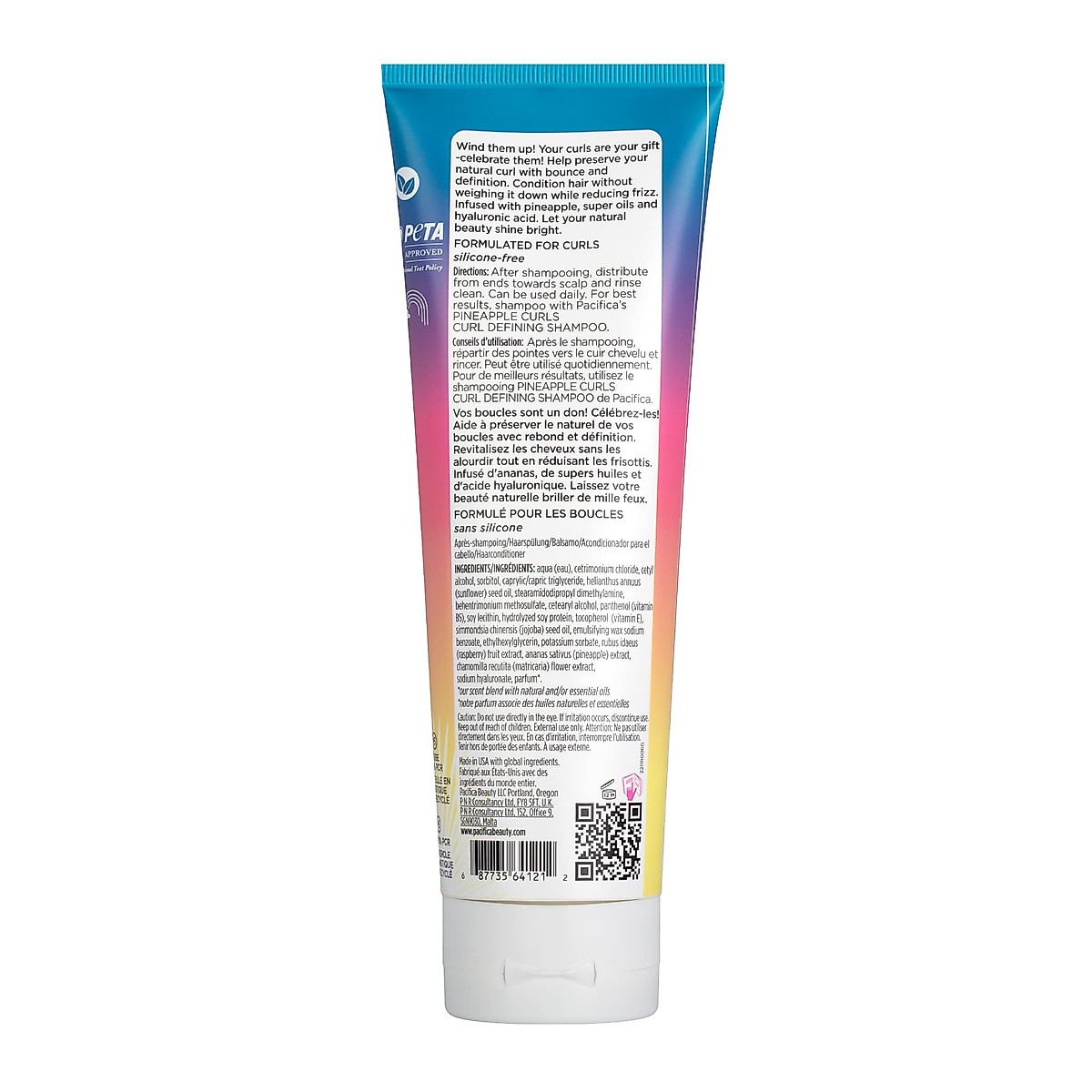 Pacifica Beauty, Pineapple Curls Defining Natural Conditioner, For Curly, Coily and Textured Hair Types, Pineapple Scent, Sulfate Free and Silicone Free, 100% Vegan and Cruelty Free