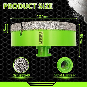 FACHLICH Diamond Core Drill Bit - 5" Tile Hole Saw 127mm Granite Core Bit for Porcelain Tile Granite Marble Masonry
