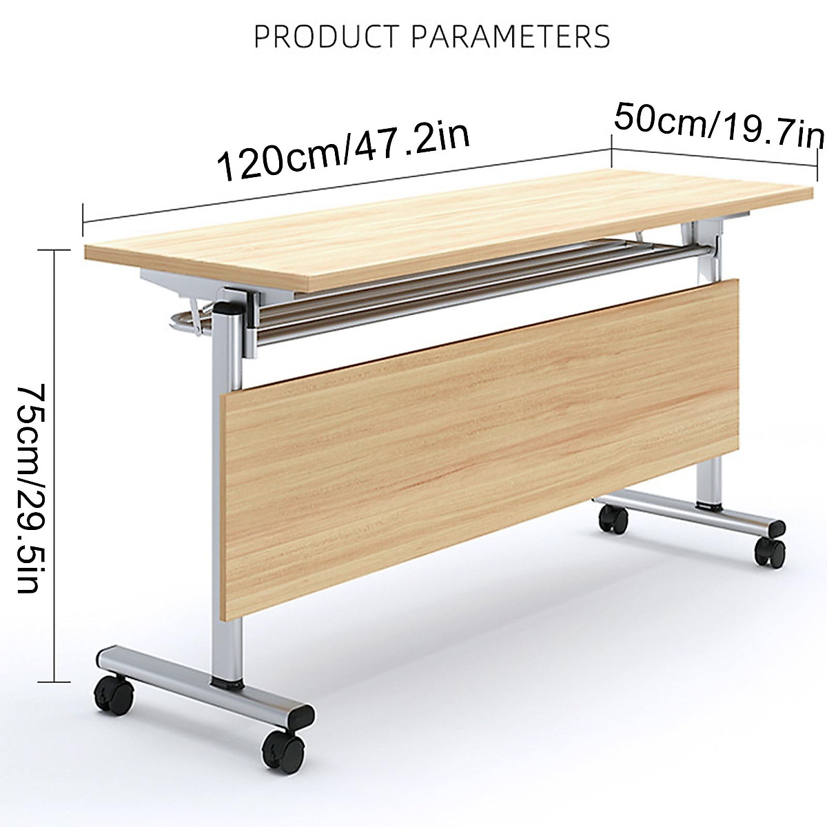 Foldable Meeting Table Set of 2, Conference Rooms Training Rooms Flip Top Mobile Training Table, Rectangular Rolling Splicing Multifunctional Computer Desk(2pcs 47.2inx19.7inx29.5in, White)