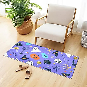 Fluffy Floor Carpet-Halloween Skeleton Cartoon 39x20in Front Door Mat Indoor Machine Washable Carpet,Aesthetic Rug