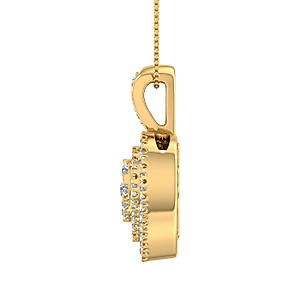 FINEROCK 1/2 Carat Diamond Heart Pendant Necklace in 14k Yellow Gold (Silver Chain Included)