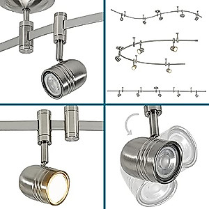 Catalina Lighting 96" Track Ceiling Light, Brushed Nickel, Transitional 5-Light Integrated LED Flex Track