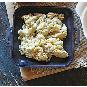 Heiss® Energy-Efficient Cast Aluminum Mini Square Grill Pan for Serving, 10 Ounce, 6" x 6", Red/White