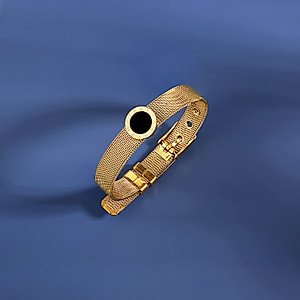 Elegance 11 designs Gold Roman Numeral Bangle Bracelets For Women Men 14k Real Gold Plated Italy Chunky Chain Stainless Steel Non-Tarnish Bracele