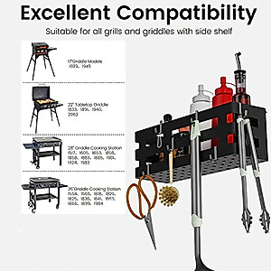 3 in 1 Grill Caddy, MeWeBlue Griddle Caddy for 28"/36" Blackstone Griddle/Prep Cart, Space Saving Storage Basket for Blackstone Griddle Accessories, Tool-free No Drill Installation BBQ Tool Caddy