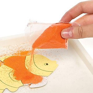 Baker Ross-AG211 Mini Bags of Coloured Sand for Kids Art Supplies, Crafts & Textured Paint Effects (Pack of 12 x 40g), 40H, Assorted 12 Pack