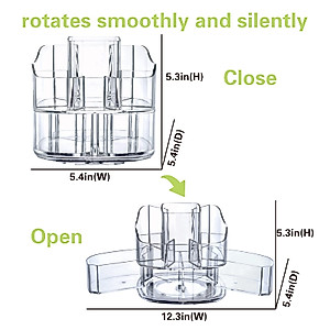 Homhope 360 Rotating Makeup Organizer, Acrylic Cosmetic Storage Display Case,Bathroom Counter Organizer,Skin Care Rack for Vanity,Clear Holder for Makeup Brush,Lipstick