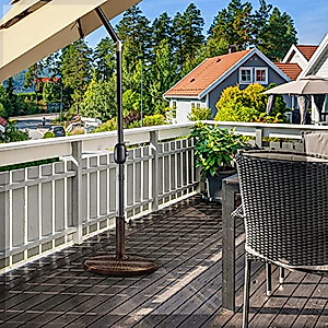 Yaheetech 22 lbs Heavy Duty Outdoor Umbrella Base 18" Round Patio All-Weather Umbrella Stand Market Umbrella Base for Garden & Lawn, Bronze