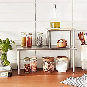 Cook N Home 2-Tier Stainless Steel Counter Storage Shelf Organizer, Rectangle