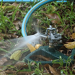 STYDDI Metal Pulsating Impact Sprinkler with Metal Base, Heavy Duty Adjustable Circular Zinc Impulse Sprinkler for Lawn, Yard and Large Area, Water Coverage up to 5,800 Sq. ft