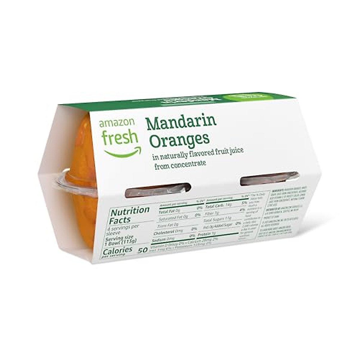 Amazon Fresh, Mandarin Orange in Fruit Juice, 4 Oz Bowls (Pack of 4) (Previously Happy Belly, Packaging May Vary)